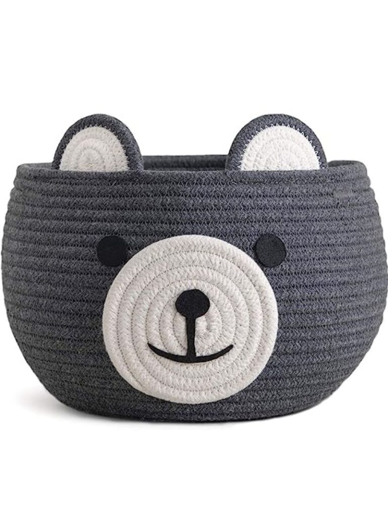 Wisdom Decor Cute Baby Bear Cotton Rope Basket, Woven Storage Basket ...